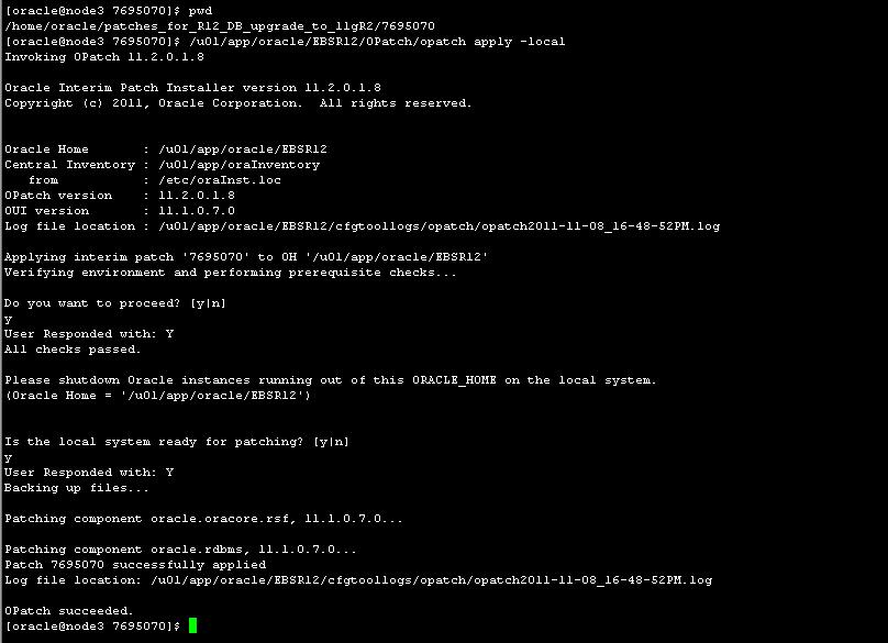 Screenshots of Applying Database Patches for R12 Upgrade